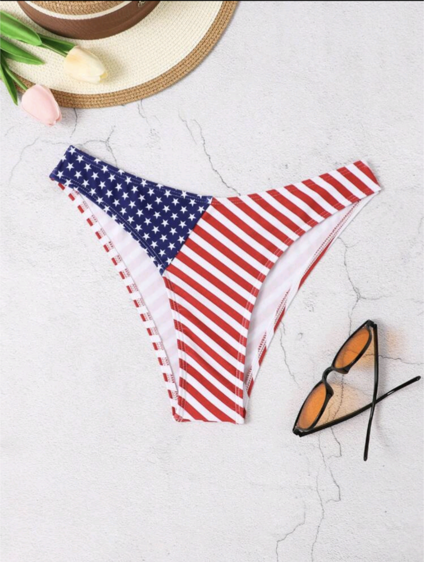 NWT Shein American Flag Stars Stripes 4th of July Push Up Bikini Top ...