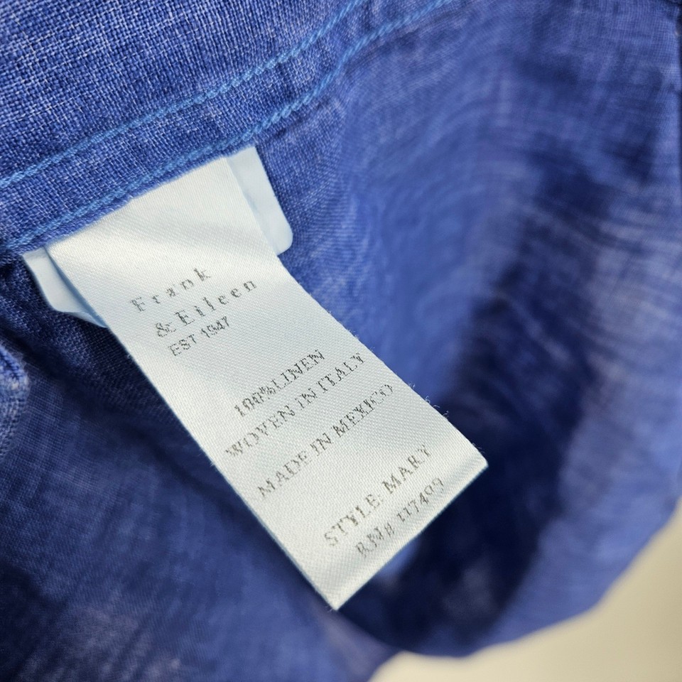 Frank & Eileen Mary Shirt Dress Blue Linen Button Down Long Sleeve ...