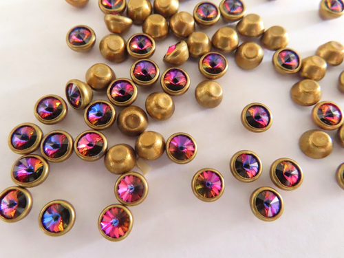 72 Swarovski Rivolis 24ss Volcano/Brass Bezel settings. #1122 | eBay