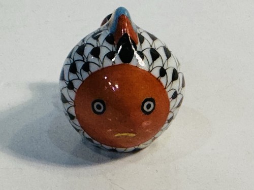 Itty Bitty Herend Black Fishnet Hand Painted Puffer Blow Fish w/24k ...