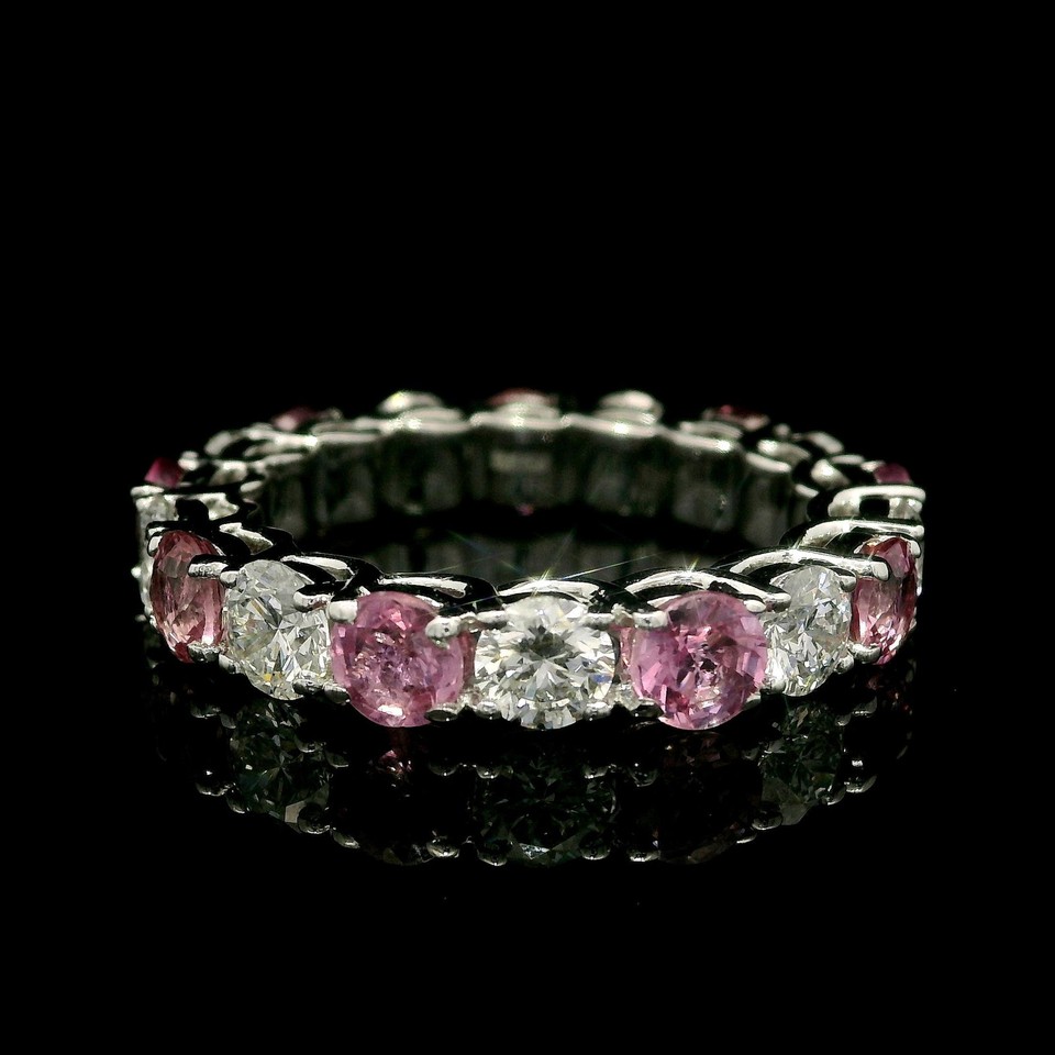 Effy 14k White Gold Alternating 5.25ctw Pink Sapphire Diamond Eternity ...
