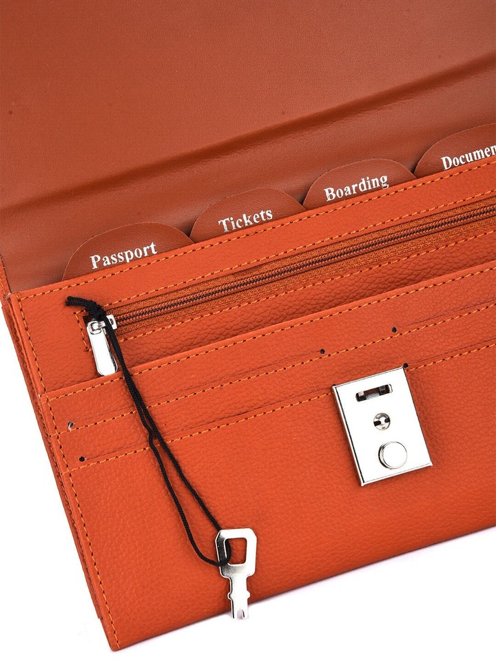 Leather TRAVEL Document WALLET ORGANISER with lock for Passport | eBay UK