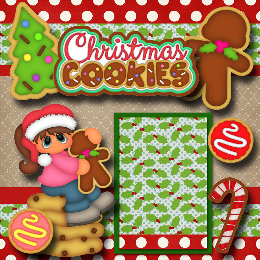 CHRISTMAS COOKIES ~ 2 premade scrapbook pages paper piecing layout ...