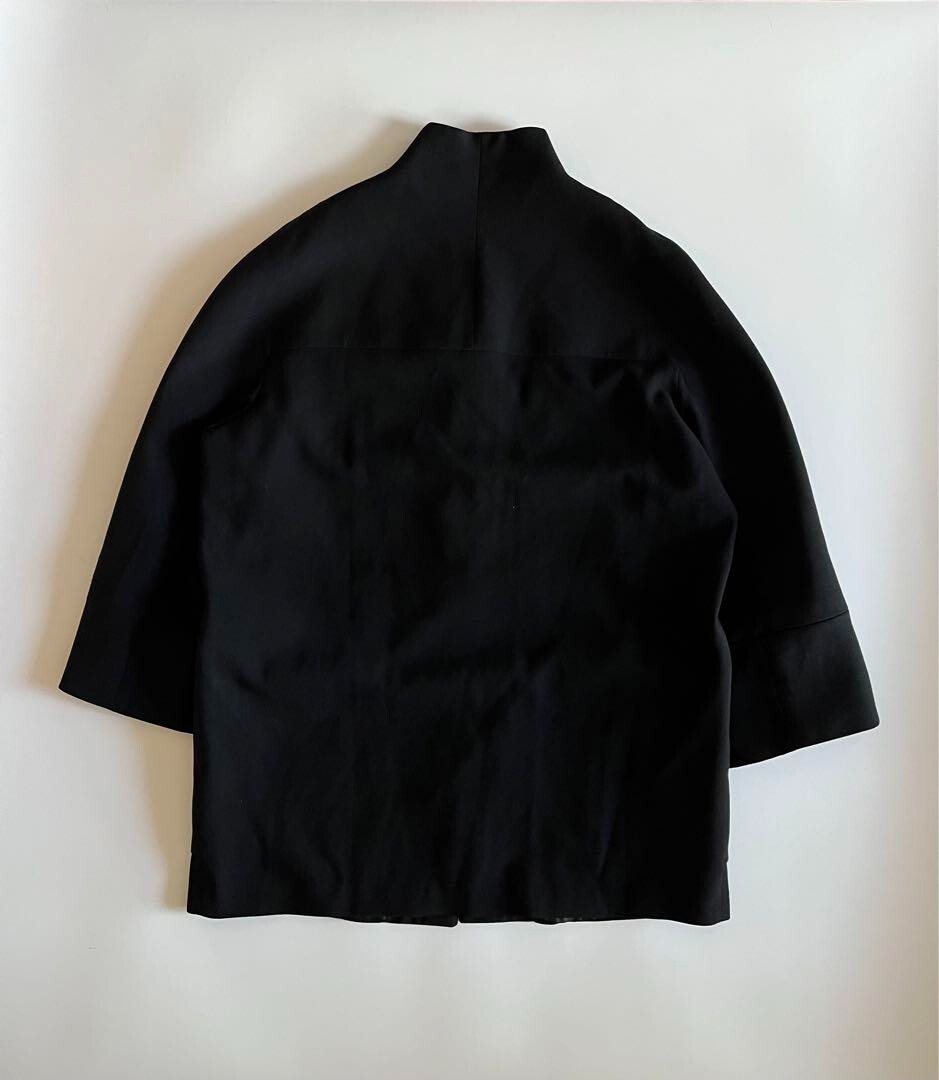 Women's Black Wool Jacket with Raglan Sleeves, PRADA FW1989 Women's Black Wool Jacket with Raglan Sleeves, PRADA FW1989