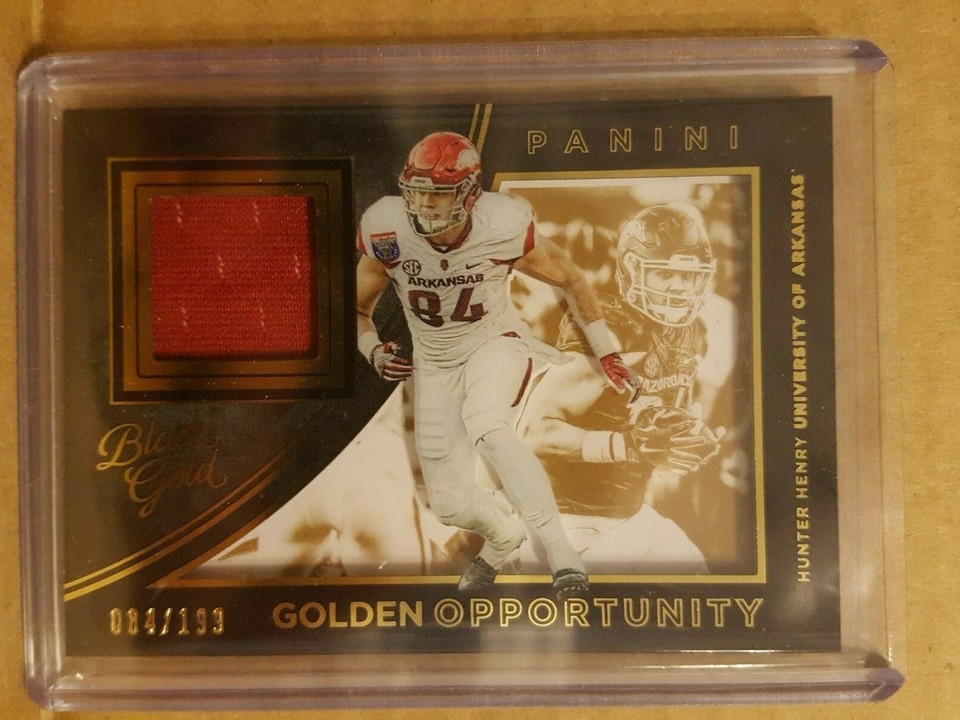 Hunter Henry 2016 Black Gold Jersey RC card #'d 84/199 Jrsy# Razorbacks ...