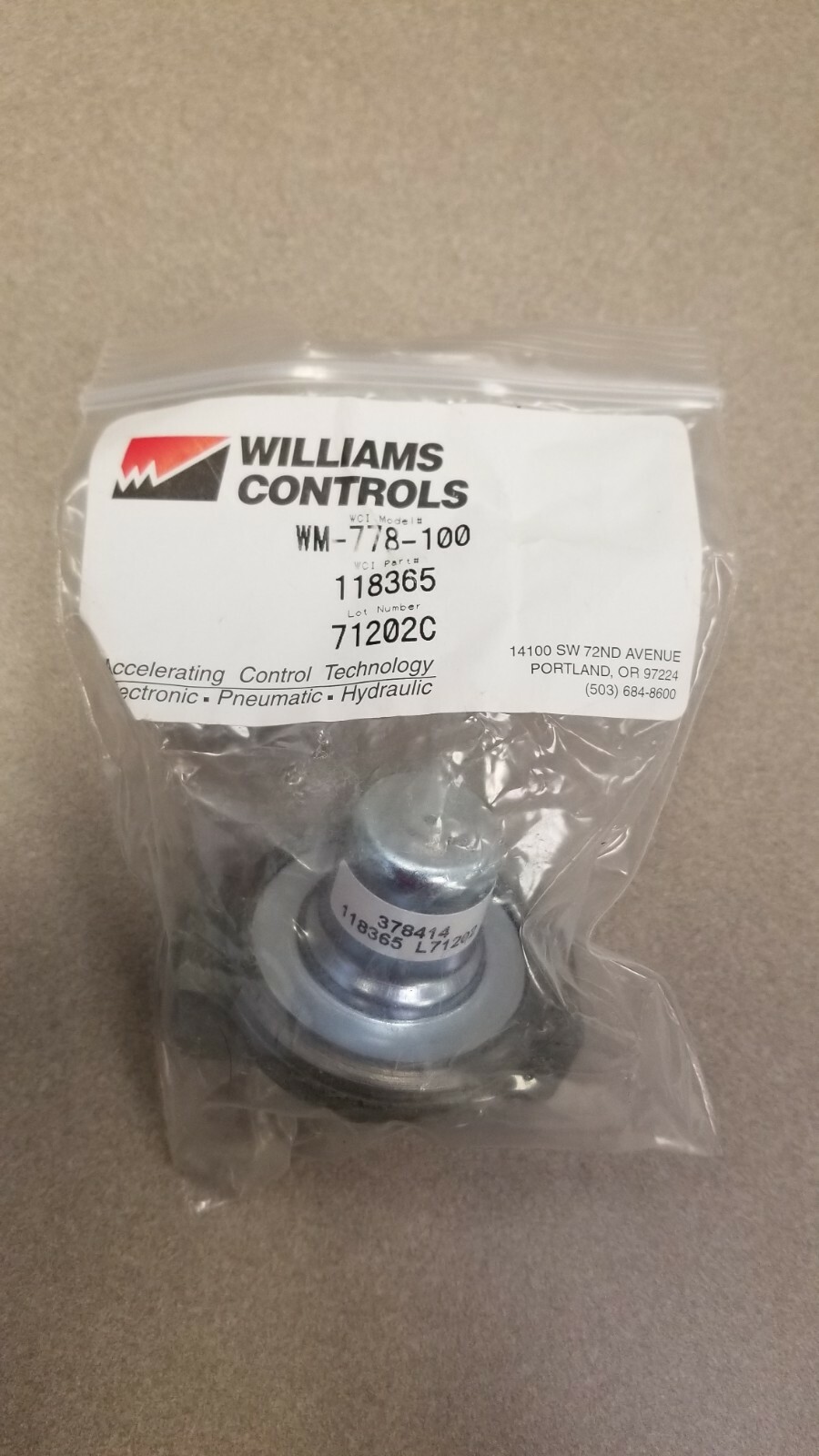 118365 / WM778-100 - Pressure Protection Valve, BY WILLIAMS CONTROLS | eBay