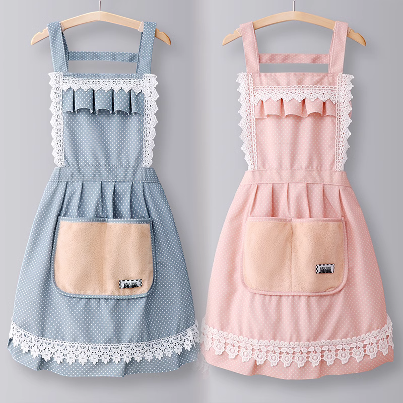 Lace Ruffled Apron Pleat with Pocket Cute Sweet Florist Baking Cooking ...