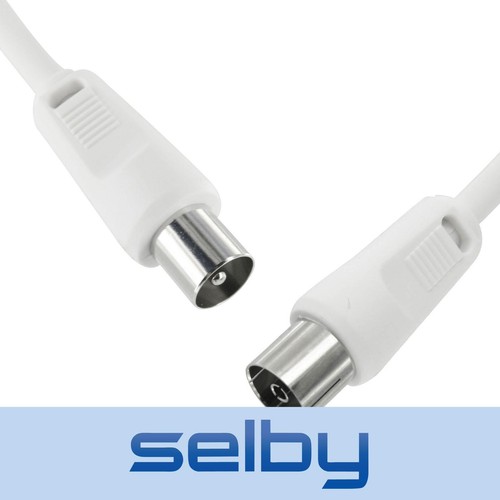 20m White TV Antenna Cable PAL Male to Female Aerial Flylead Fly Lead ...