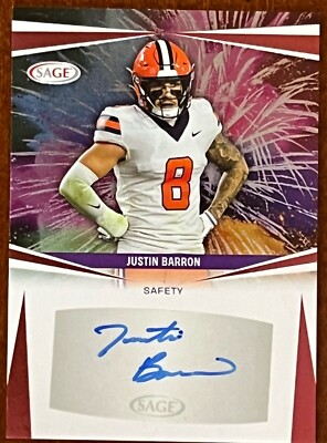 🔥NEW🔥2025 SAGE FB JUSTIN BARRON AUTO RC RED Border🔥Syracuse Orange🔥 | eBay