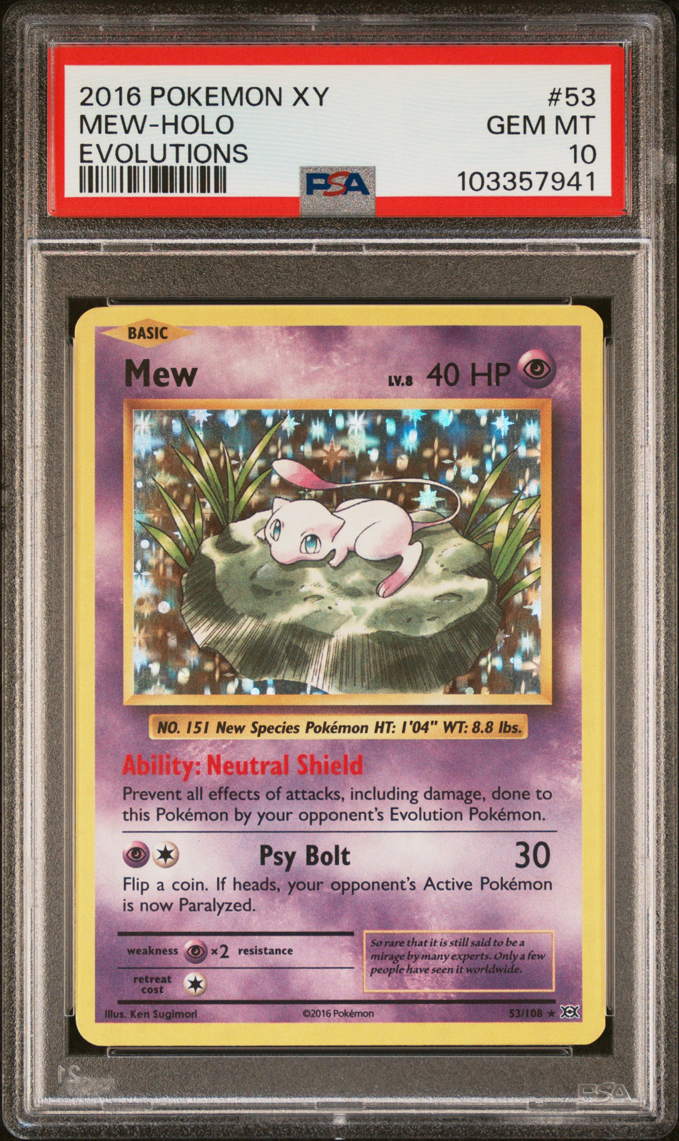 Mew 2016 XY: Evolutions #053/108 Holo Price Guide - Sports Card Investor