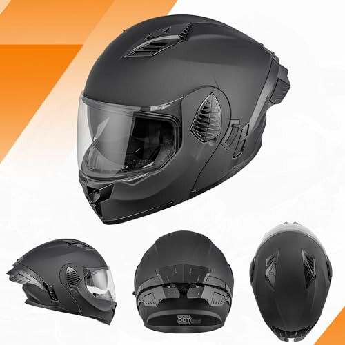 DOT Motorcycle Full Face Helmet, Flip Up Dual Visor Helmet, Motorcycle ...