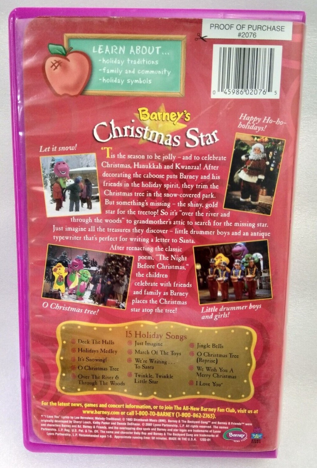 Barney Barney's Christmas Star (VHS, 2002, Purple Clam Shell ...
