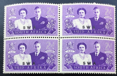 South West Africa 1947 Royal Visit 2d SG135 Block of Four Mint Lightly ...
