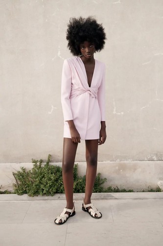 ZARA DRAPED MINI BLAZER DRESS LIGHT PINK 2641/701 | eBay