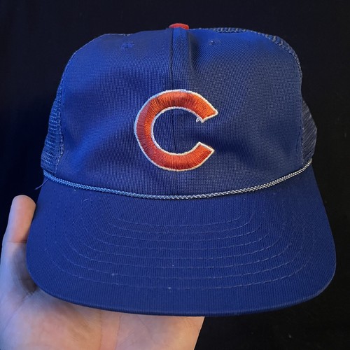Vintage Chicago Cubs Hat Cap Blue Snap Back Trucker Mesh Baseball MLB ...