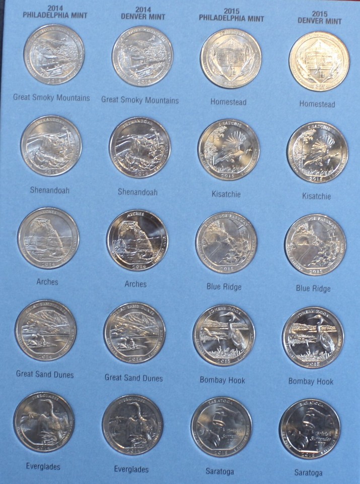 2010-2015 P&D ATB National Park Quarters New Whitman Folder 60 Coins ...