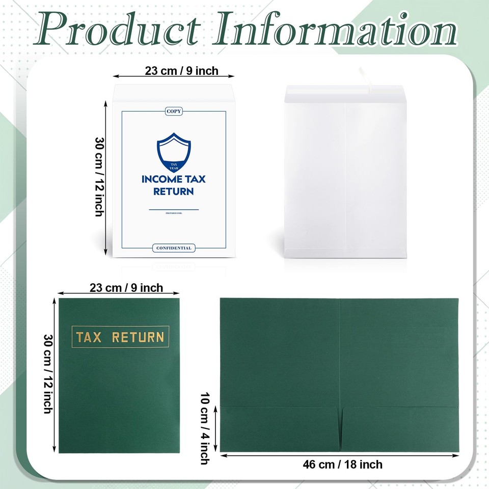 100 Pcs Tax Return Folders and Tax Return Envelopes Bulk 9 x 12 Inch 2 ...