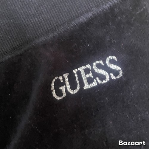 Guess Womens Size XL Black Velour Sweat Pants With Rhinestone Logo | eBay