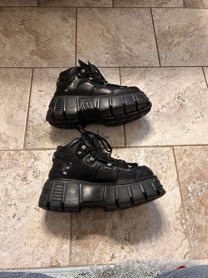 NEW ROCK Ankle Boots M-106-S29 Platform Shoe Black | eBay