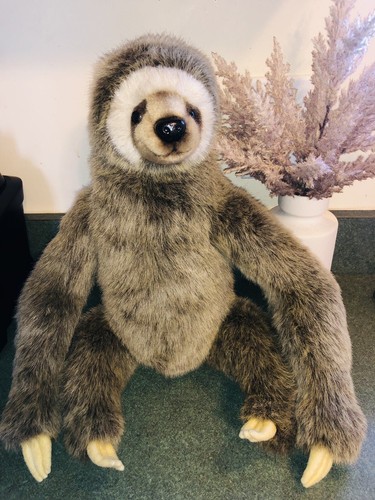 Hansa Brown Sloth Plush Shaggy Hairy Head Turns 17" Stuffed Animal ...