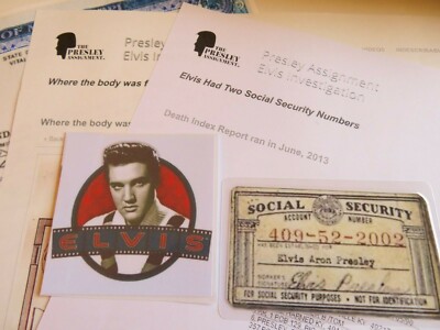 ELVIS PRESLEY, S.S. CARD, BIRTH CERTIFICATE, FAMILY TREE, + MUCH, MUCH ...