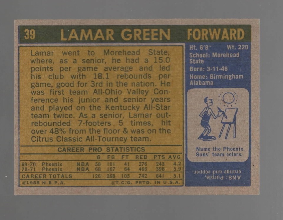 1971 Topps #39 Lamar Green Excellent | eBay