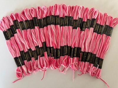 Coats & Clark Embroidery Floss Thread~Lot of 25 skeins~Variegated Pink ...