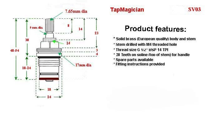 Standard washer Tap valve Compression full turn gland headwork BSP 1/2 ...