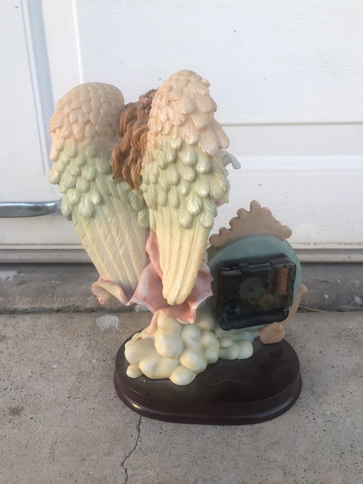 VINTAGE MONTEFIORI COLLECTIONS ANGEL WITH CLOCK STATUE ITALIAN DESIGNER ...