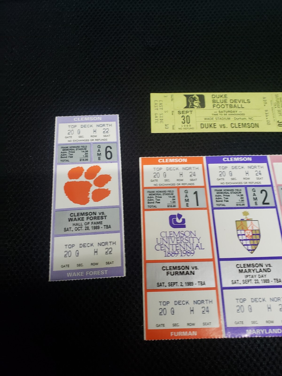 Vintage '89 Clemson Tiger Ticket Stubs Collage Football | eBay