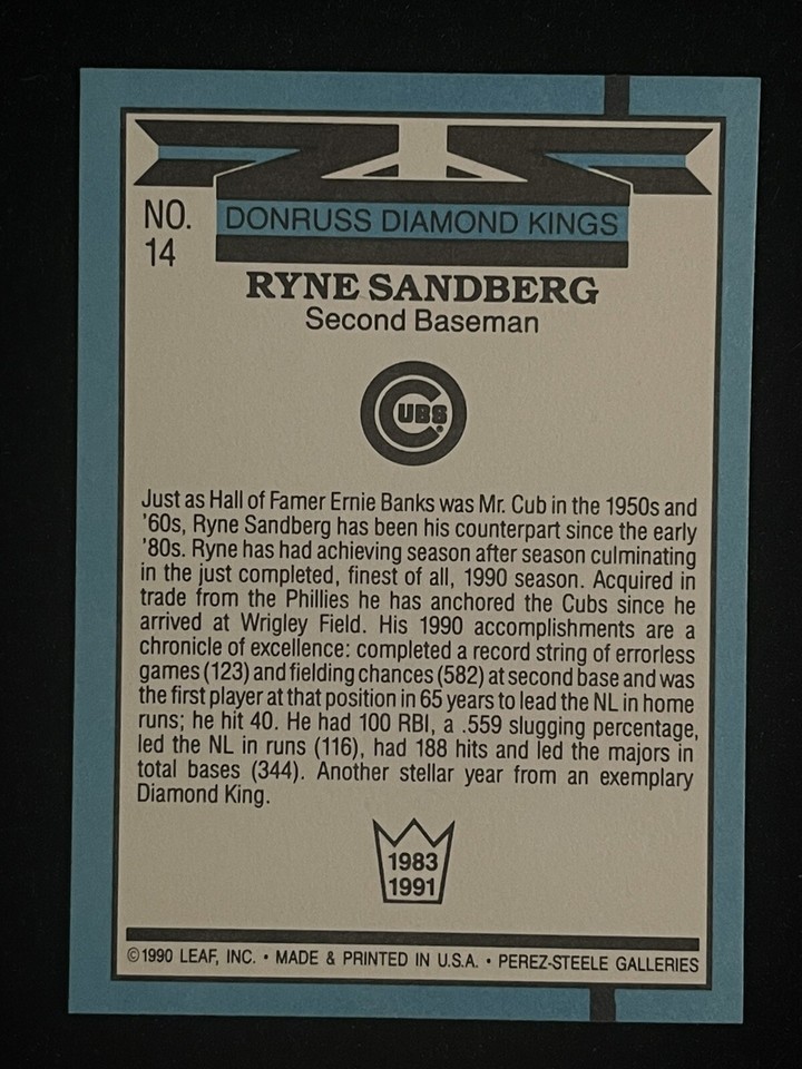 Ryne Sandberg Donruss diamond kings #14 Card | eBay