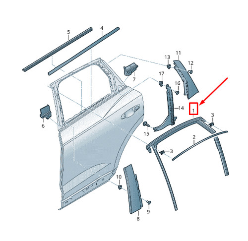 NEW AUDI Q3 F3 REAR LEFT DOOR WINDOW GUIDE 83A839431 | eBay