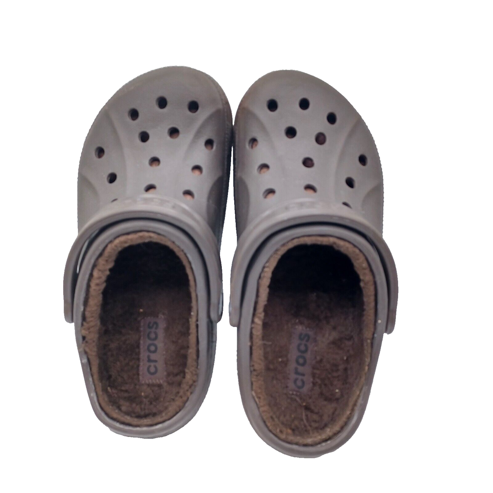 Fur Lined Chocolate Brown Classic Crocs Slides Sandles Men's Sz. 6 / Wm ...