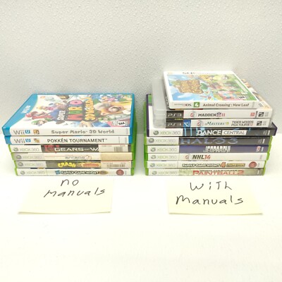Lot of 15 (EMPTY CASES NO GAMES) XBOX 360 WII HALO MARIO NHL GEAR CRASH ...