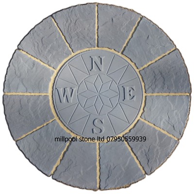 1.2m Char - Grey Compass Rotunda Circle Patio Paving slabs [Delivery ...