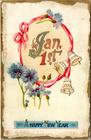 Happy New Year Jan. 1st Bells Flowers Postcard c1910s Posted | eBay