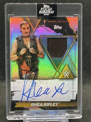 2021 Topps WWE Fully Loaded Rhea Ripley #T-RR Table Relic Autograph 70/ ...