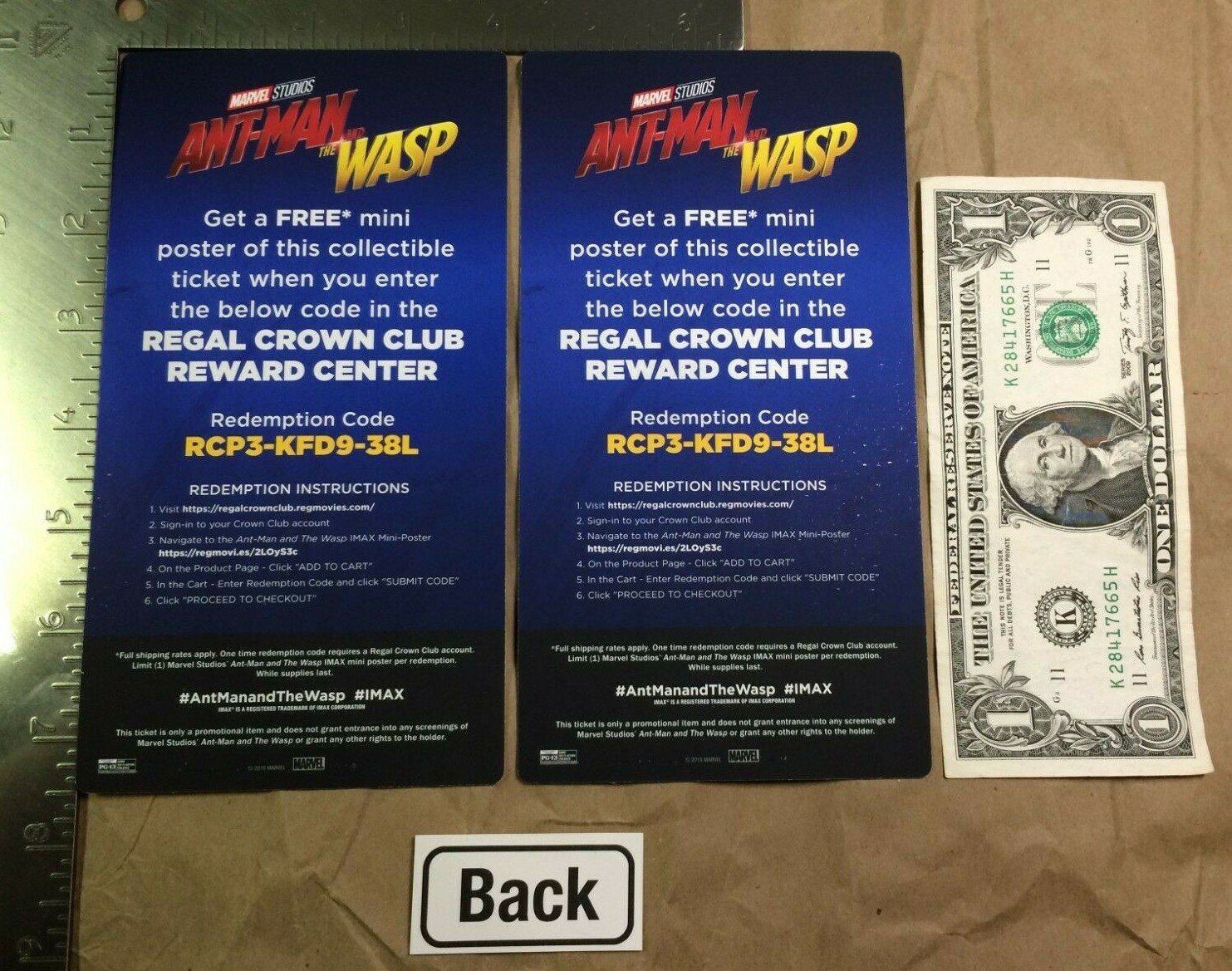 [Lot of 2] Ant-Man and the Wasp IMAX Regal Collectible Tickets Paul ...