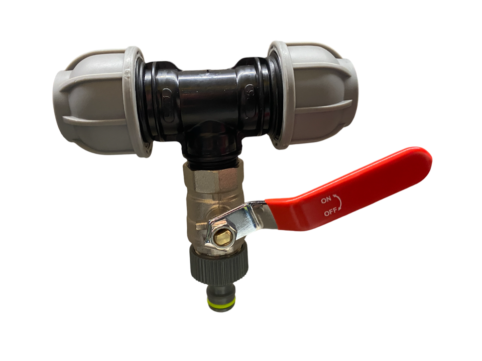 mdpe water pipe tee off metal full flow valve with universal hose ...