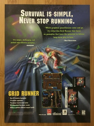Grid Runner PS1 Sega Saturn 1996 Vintage Video Game Poster Ad Art Print ...