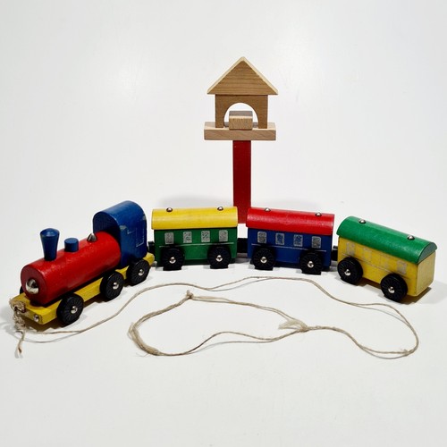 Retro Wood Toy Railway 30cm Magnetic Coupling Vintage Train / Lok | eBay