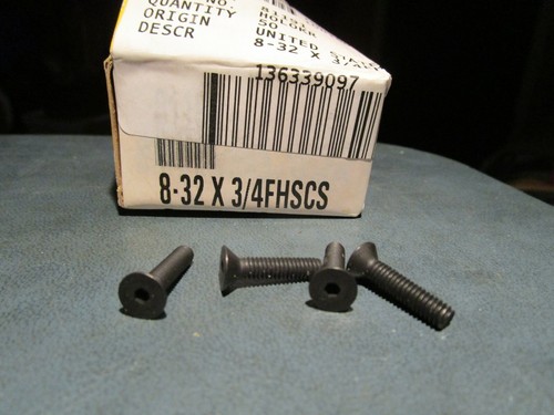 (50) #8-32 x 3/4" ASTM F835 Hex Drive Black Oxide Finish Flat Socket ...