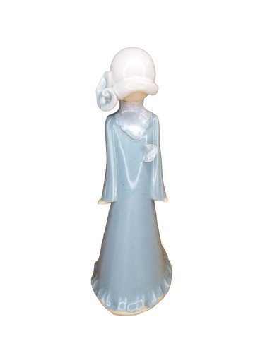 Louise Auger Signed Ceramic Porcelain Lady In Blue 7" Handmade Figurine ...