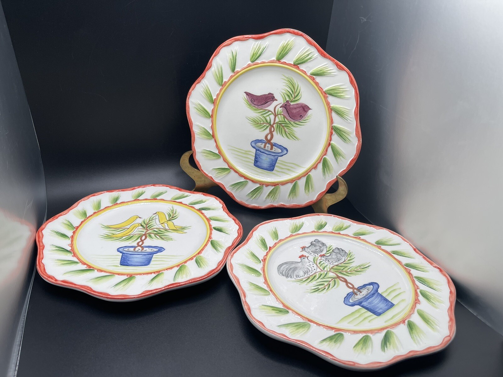 Jilly Walsh Mariposa Plates Christmas 2000 Set of 3 Signed Italy ...