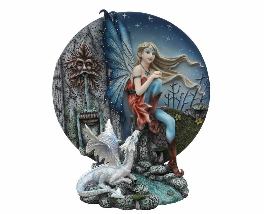 Fairy and Dragon Companion Diorama Sculpture Statue Mythical Creatures ...