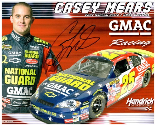 #25 Casey Mears National Guard GMAC Autographed 8 x 10 Hero Card 2007 ...