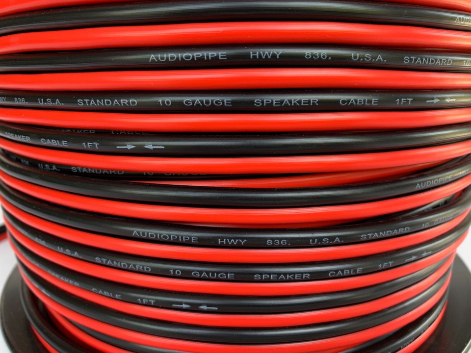 100ft Red Black 10 Gauge SPEAKER WIRE Cable Home Car Audio Wiring 12V ...