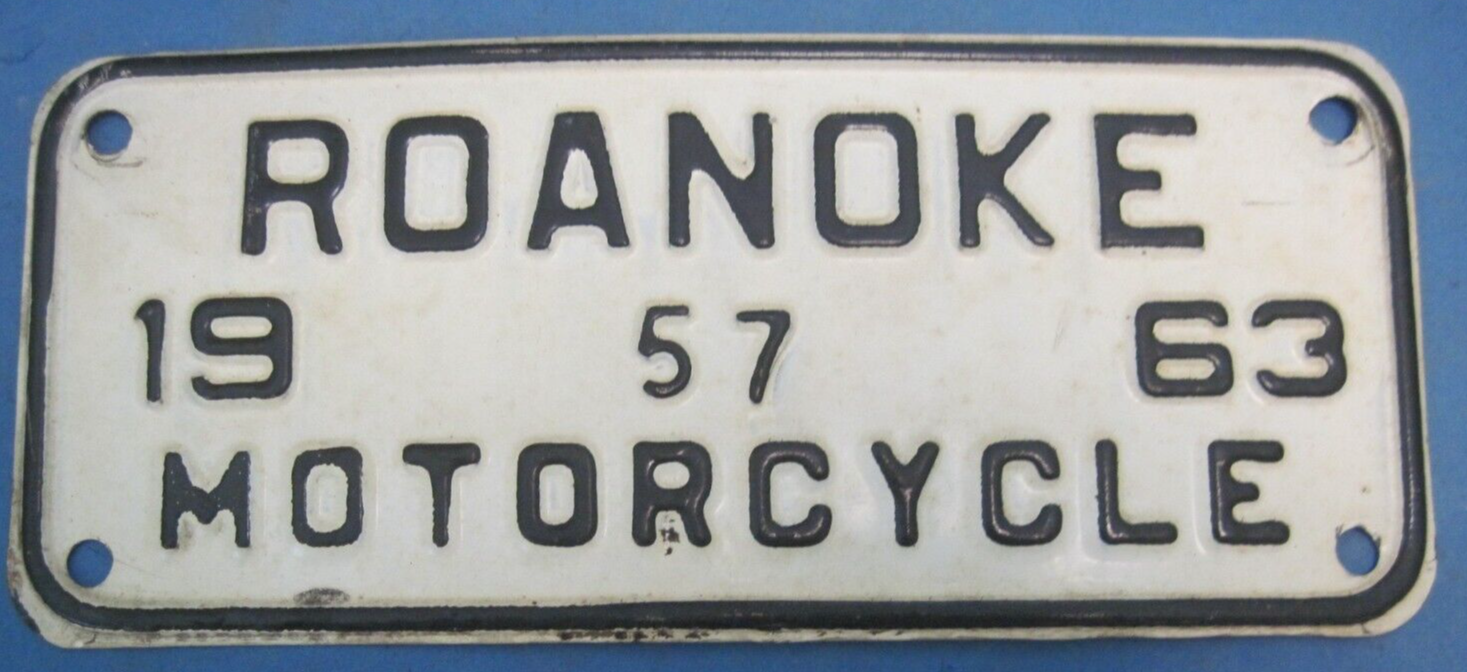 1963 Roanoke Virginia motorcycle license plate very good | eBay