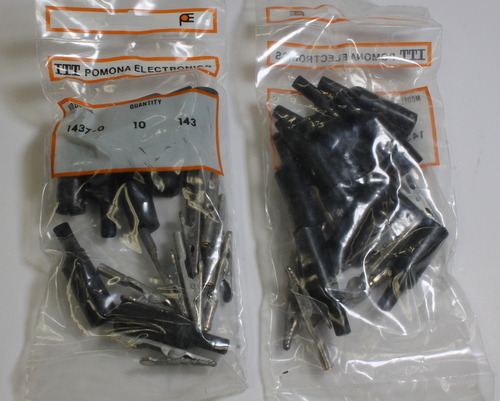 Lot of 10 POMONA 1437-0 Black Alligator Test Clip to Pin Tip Jack with ...