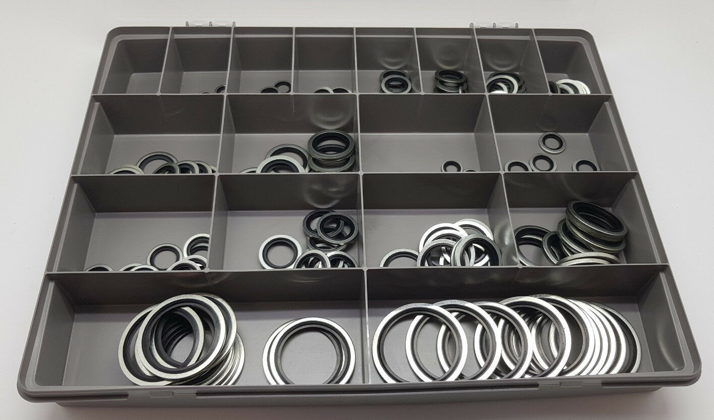 180 Pce HYDRAULIC METRIC & IMPERIAL BSP DOWTY BONDED SEAL KIT 1/8-1.1/2 ...